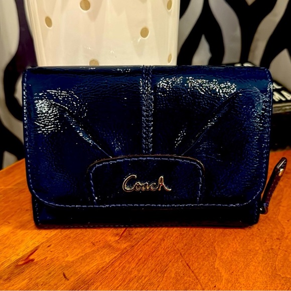 Coach | Bags | Coach Wallet Blue Patent Leather | Poshmark